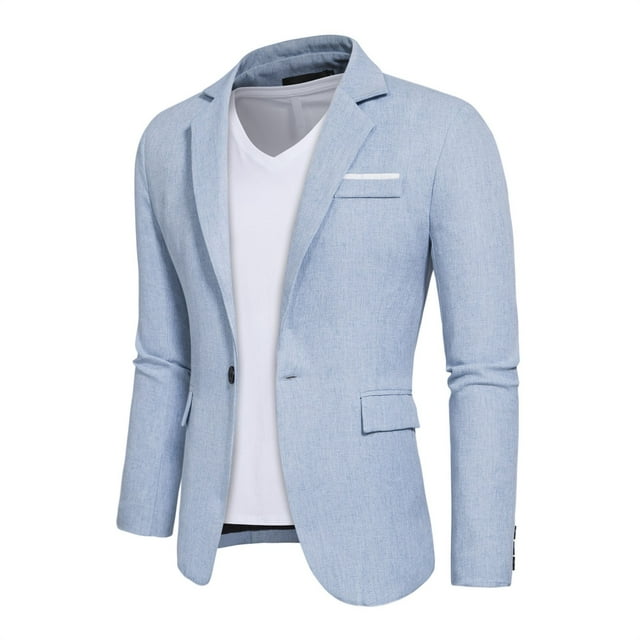 Mens Casual Blazers 1 Button Slim Fit Suit Jackets Lightweight Sport ...