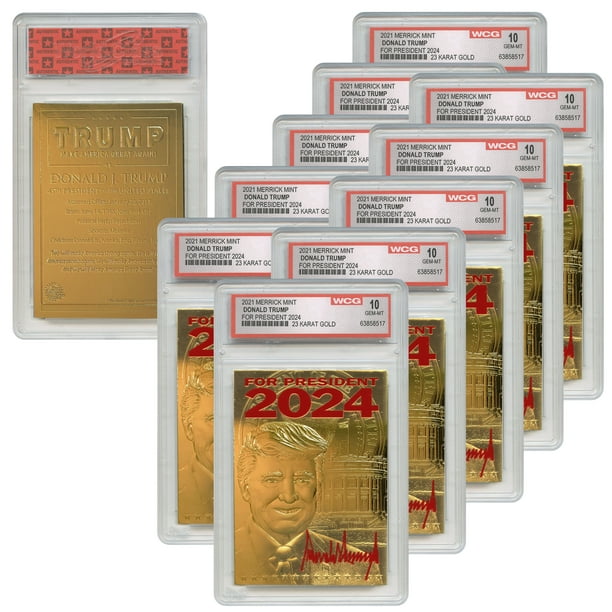 DONALD TRUMP 2024 President 23K GOLD SIGNATURE Card GEM-MINT 10 QTY 10 ...