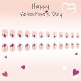 24 Pcs French Tip Stick on Nail Valentines Day False Nail Purple Heart ...