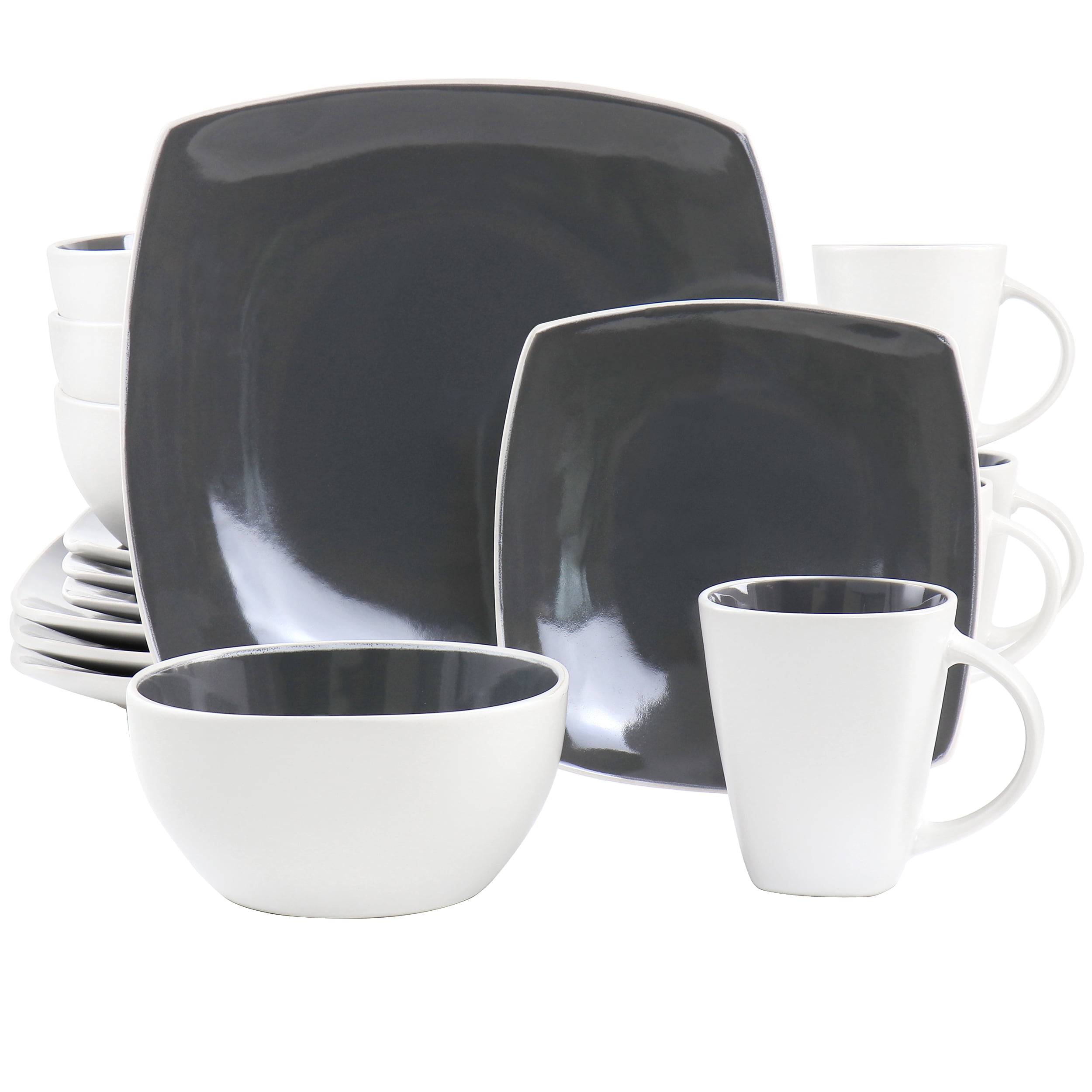 GBS Soho Lounge 16 Piece Stoneware Dinnerware Set in Gray - Walmart.com
