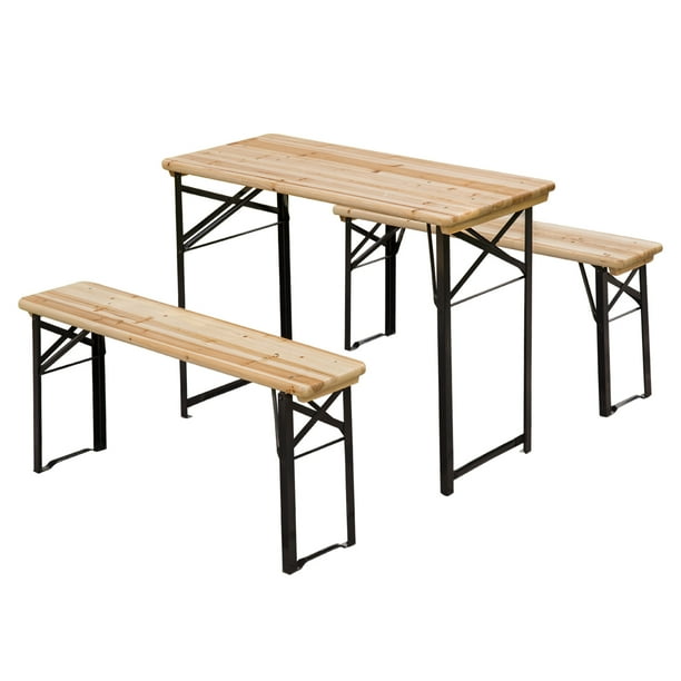 Outsunny 3 Pieces Folding Picnic Table Set, Portable Folding Picnic ...