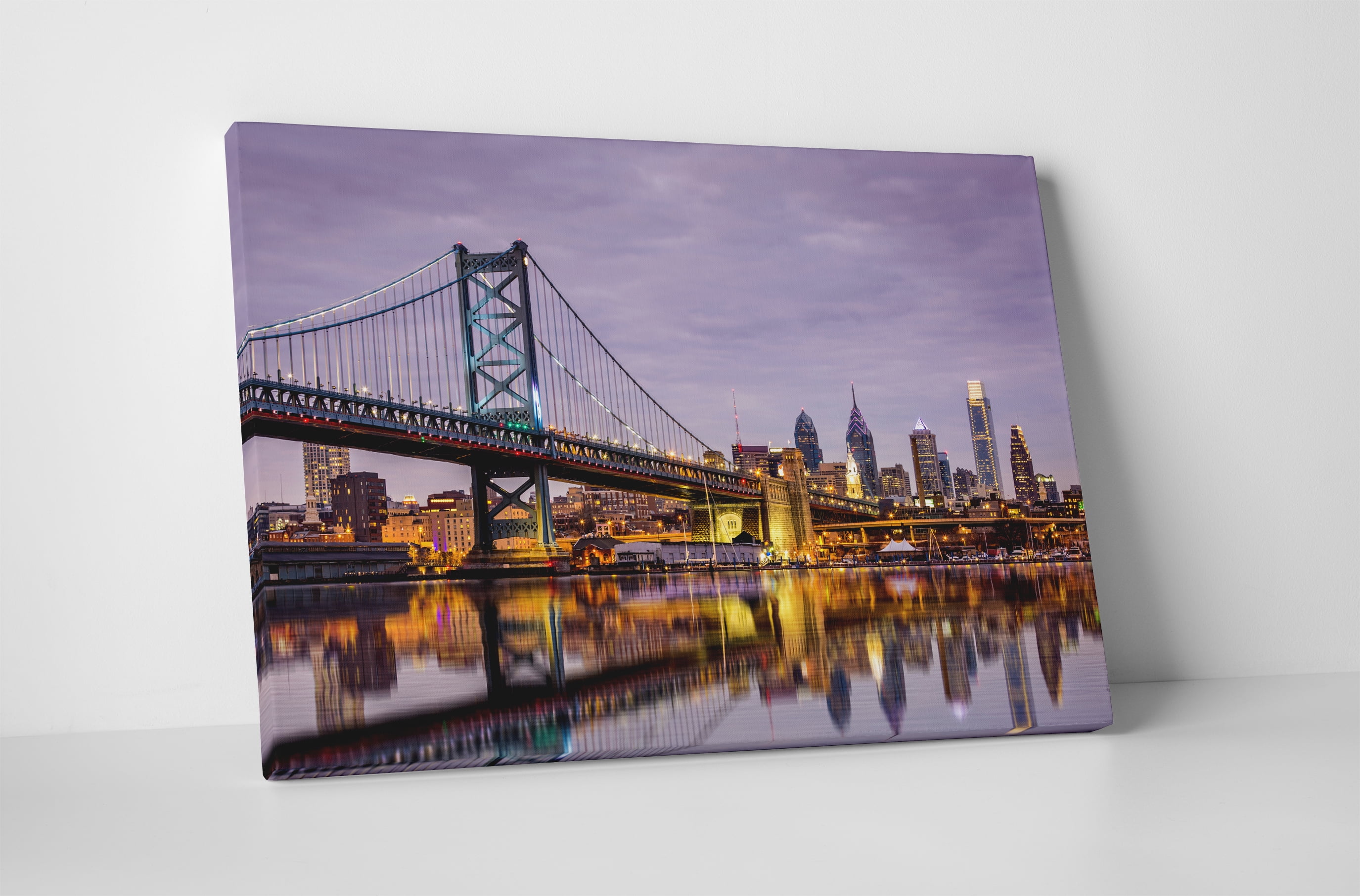 "Philadelphia Night Skyline" Gallery Wrapped Canvas Wall Art, 45" x 30 ...
