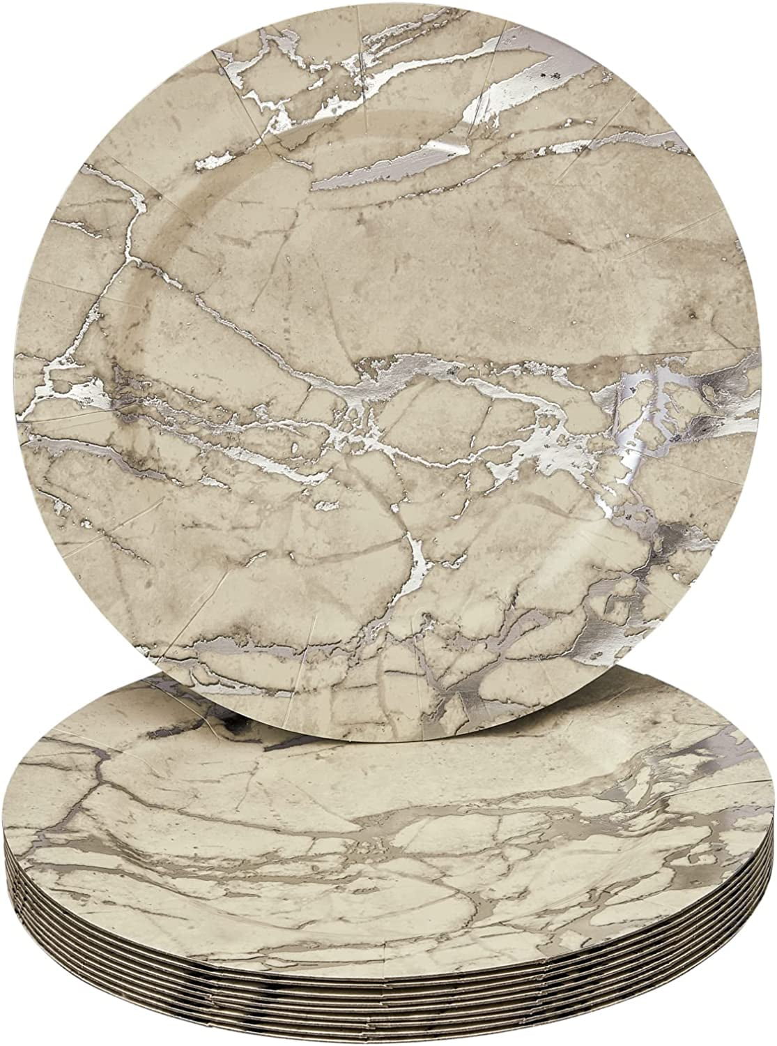 Marble Design Disposable Charger Plates for Party - (10 PC) Heavy Duty ...