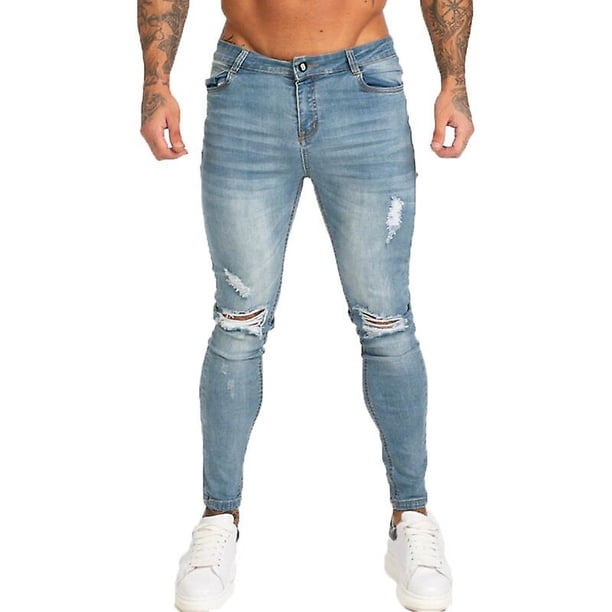 Skinny Jeans Men Blue Denim Pants Male Hip Hop Mens Trous - Walmart.ca