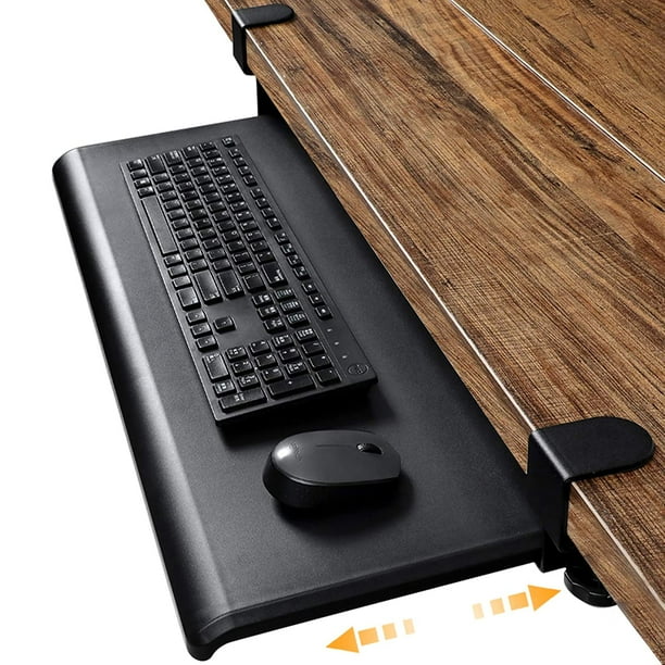 HUANUO Keyboard Tray Under Desk with C Clamp-Large Size, Steady Slide ...