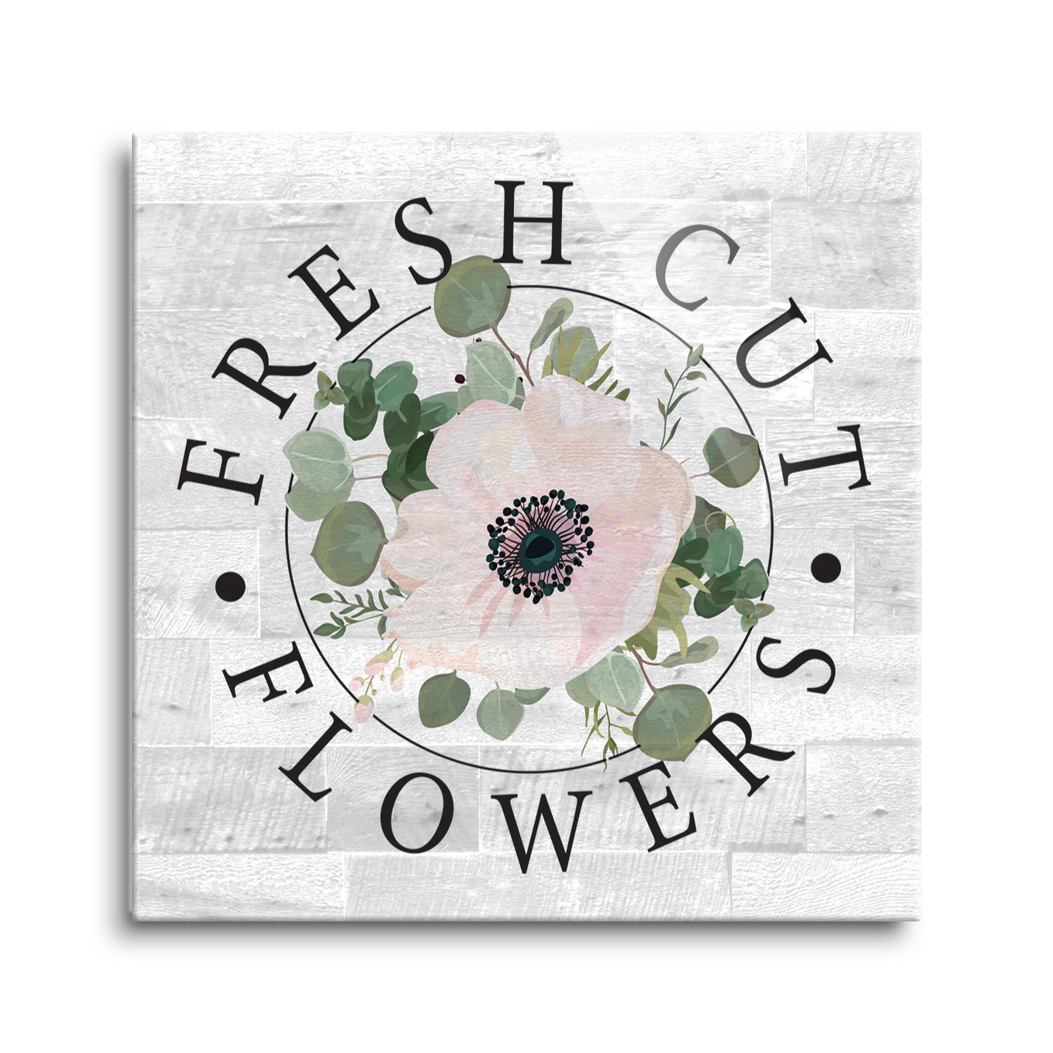 Fresh Flowers Blush Pink Floral Green 12 x 12 Glass Wall Hanging Sign ...