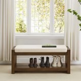 Knubmt Upholstered Removable Padded Seat Bench with Lower Shelf, 40 ...