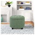 CodYinFI Teddy Fleece Cushion Round Button Tufted Storage Footstool ...