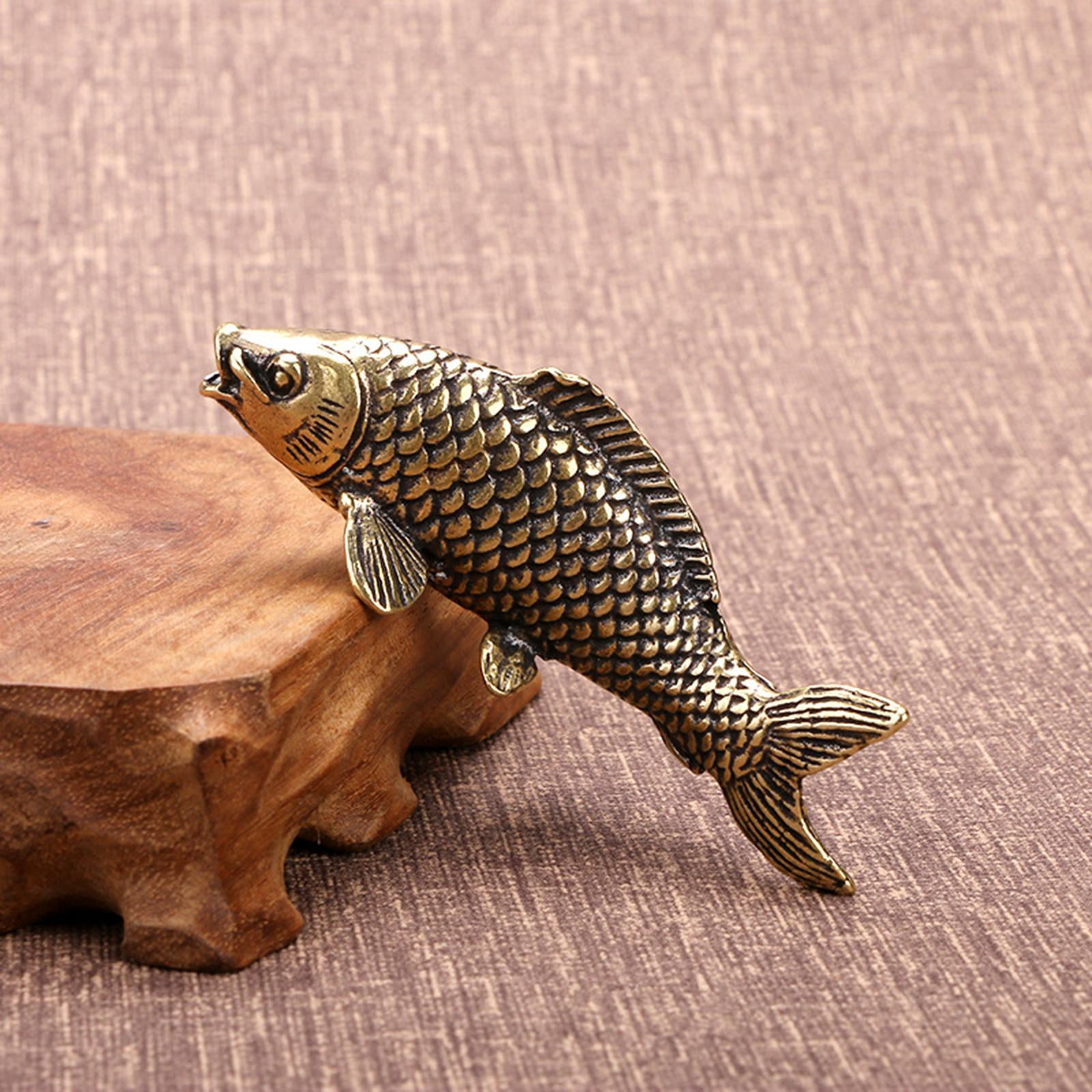 Fish Figurines Tea Table Ornament Carp Sculpture Metal Craft for ...