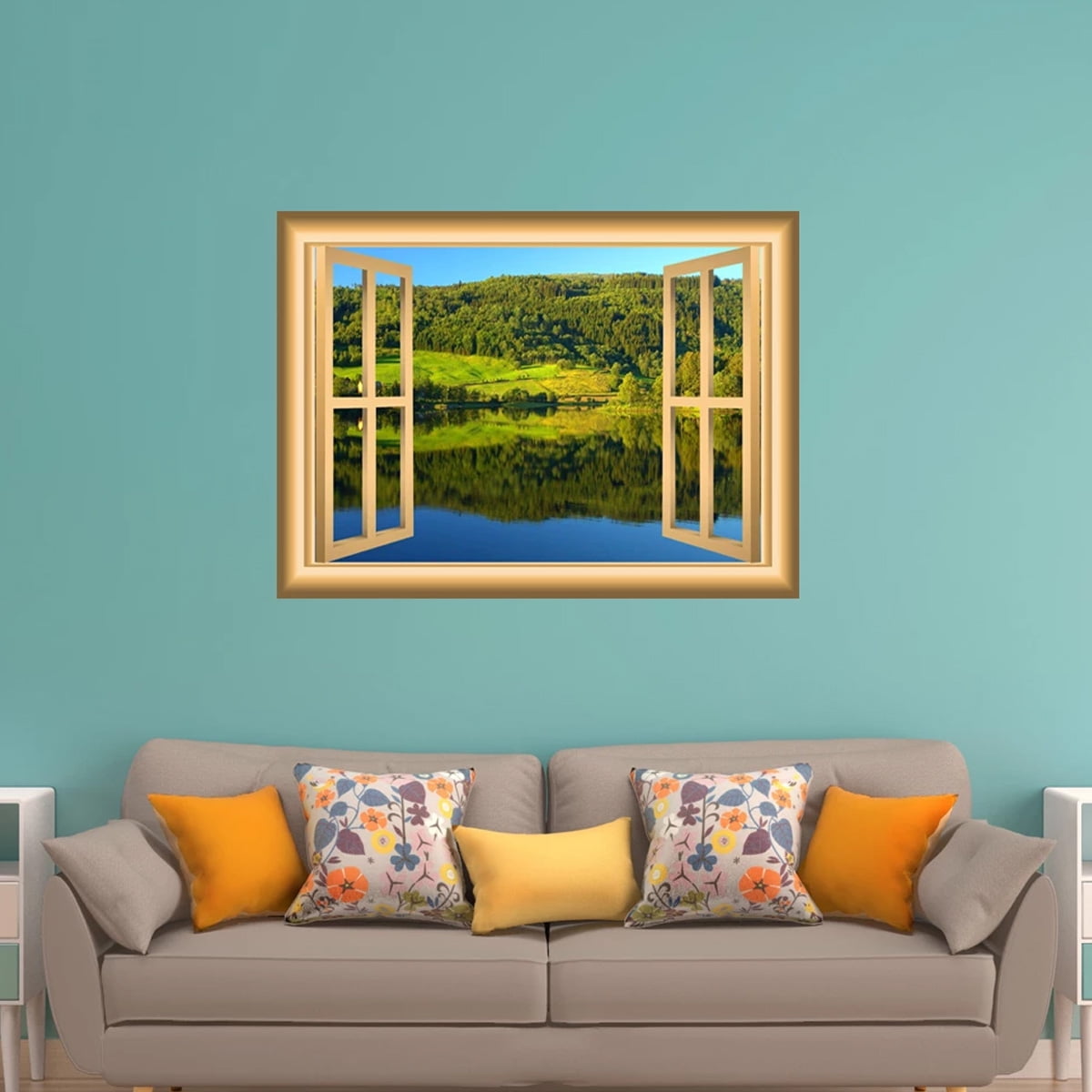 VWAQ 1X Lake Window Wall Decal Nature Decor Peel And Stick Mural - NW45 ...