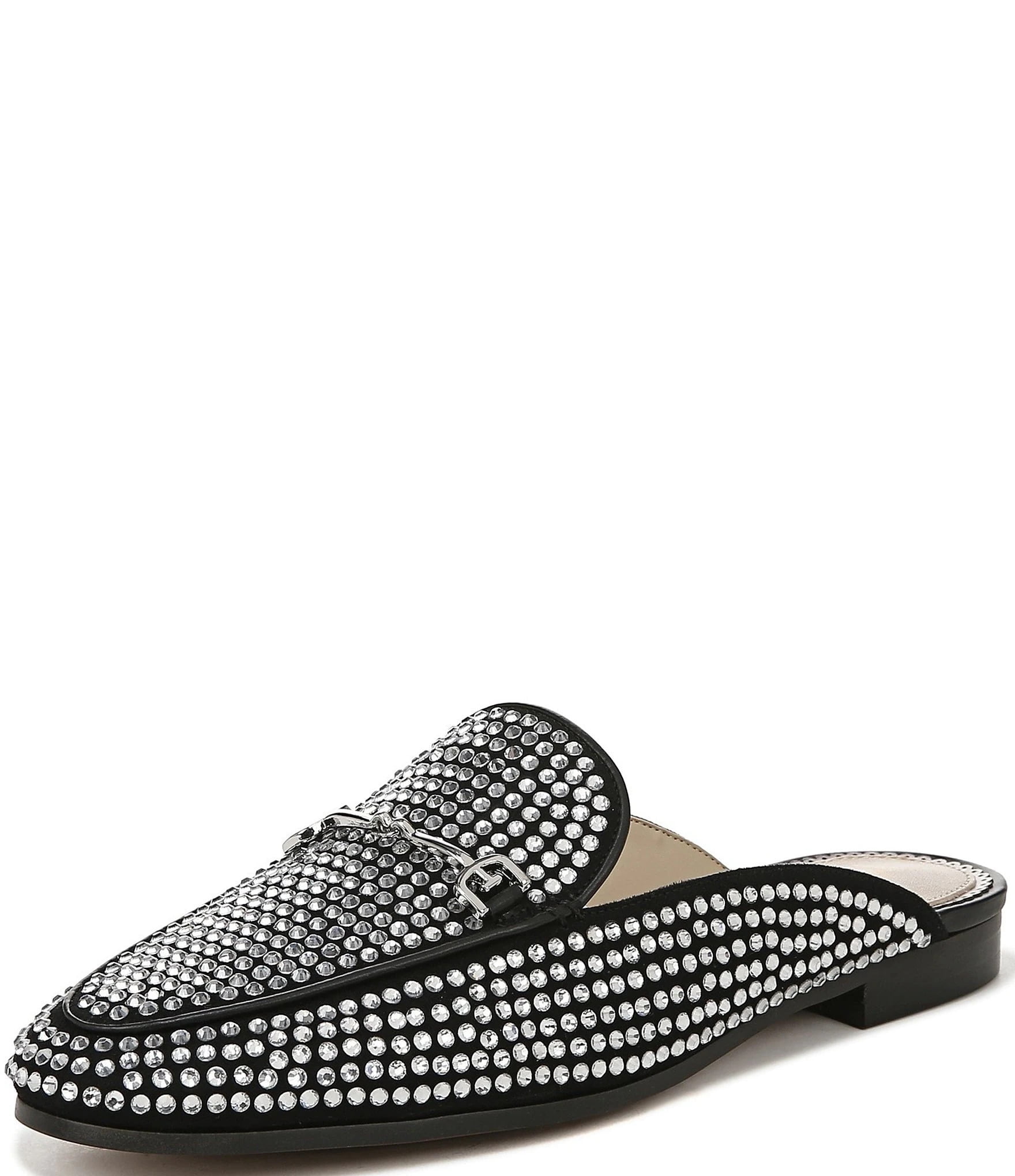 Sam Edelman Linnie Black Glitz Slip On Almond Toe Flat Fashion Leather ...