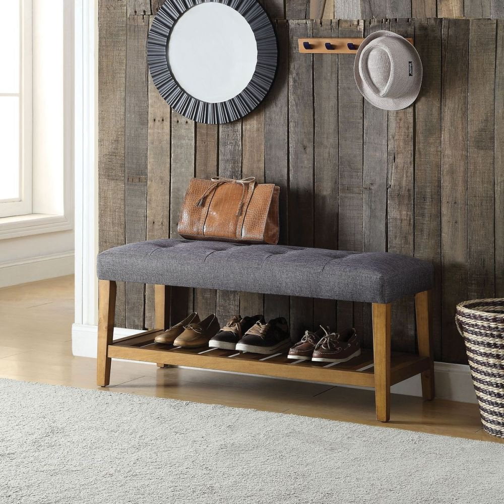 Hassch Wooden Shoe Bench Entryway 5-Tiers Bench with Upholstered ...