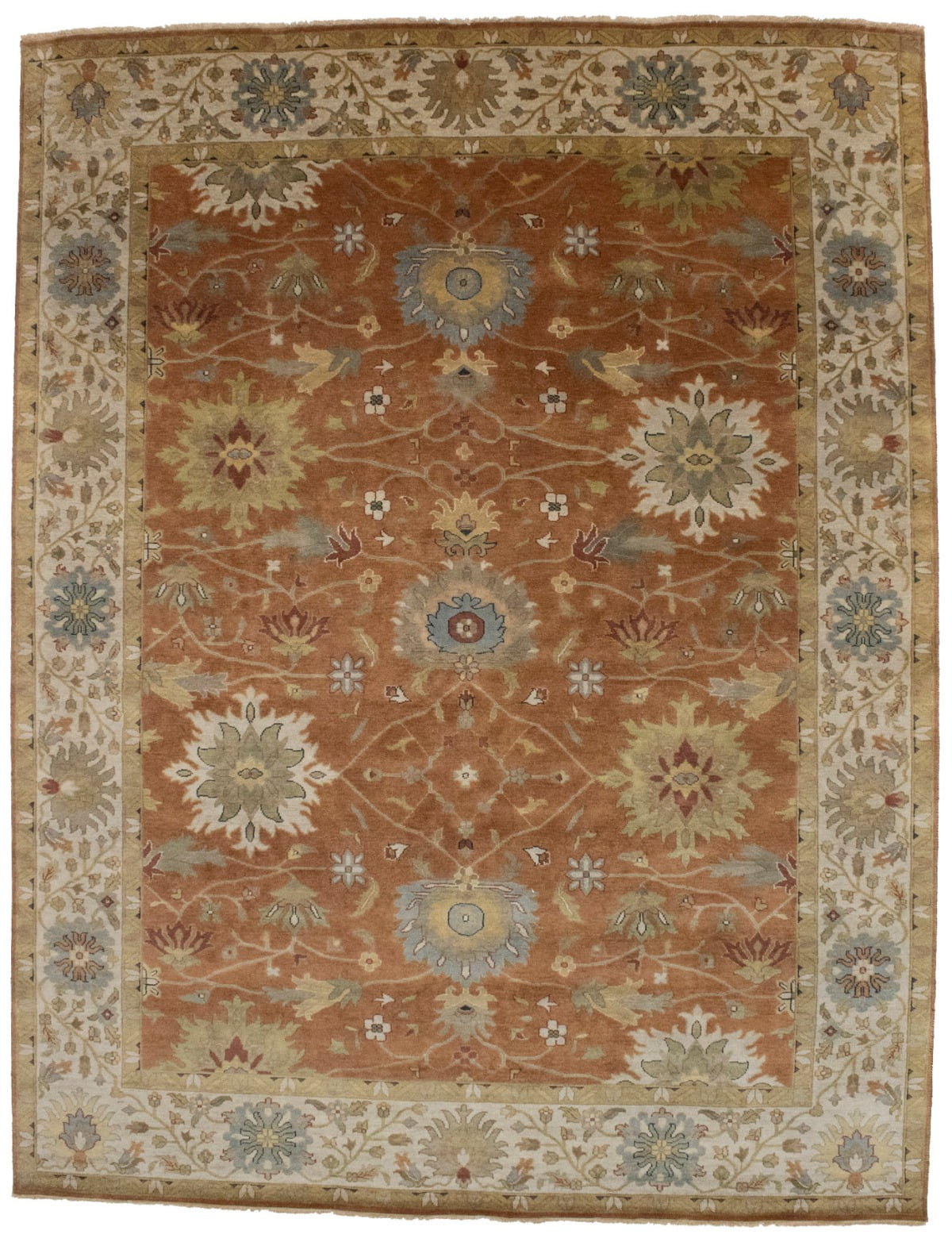 Rust Orange Floral 9X12 Osh Chobi Peshawar Oriental Rug - Walmart.com