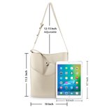 Women PU Leather Bucket Tote Shoulder Bag Handbag Purse with Small Bag ...