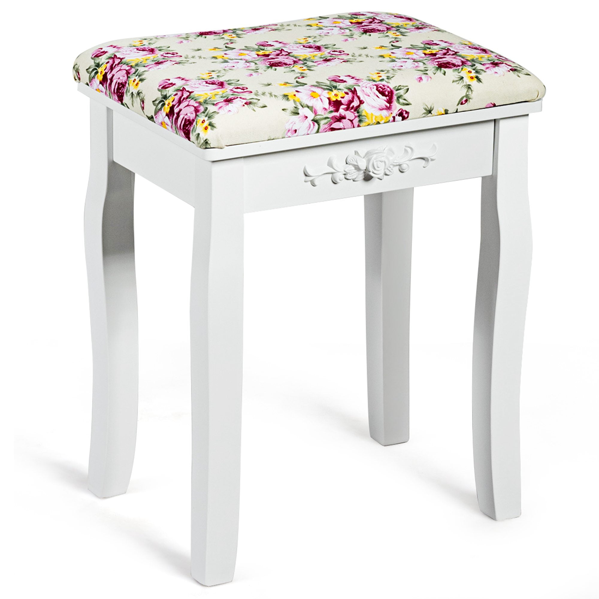 Click here for Costway White Vanity Wood Dressing Stool Padded Ch... prices
