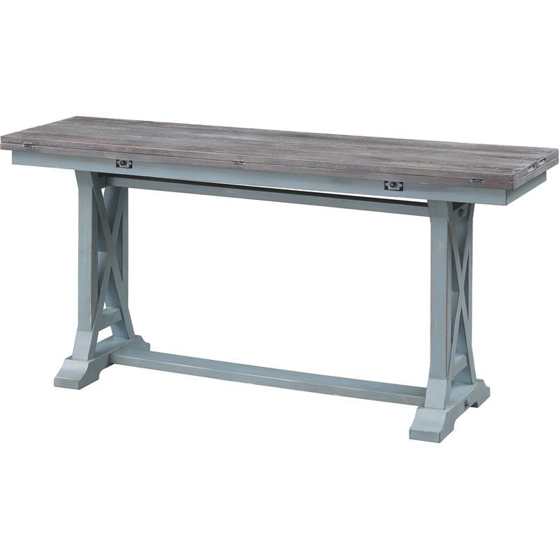Treasure Trove Bar Harbor Solid Wood Blue Fold Out Console Table ...