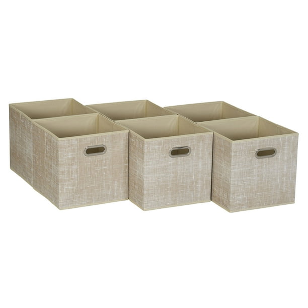 Household Essentials 6 ct Open Fabric Cube Storage Bins, Tan - Walmart.com