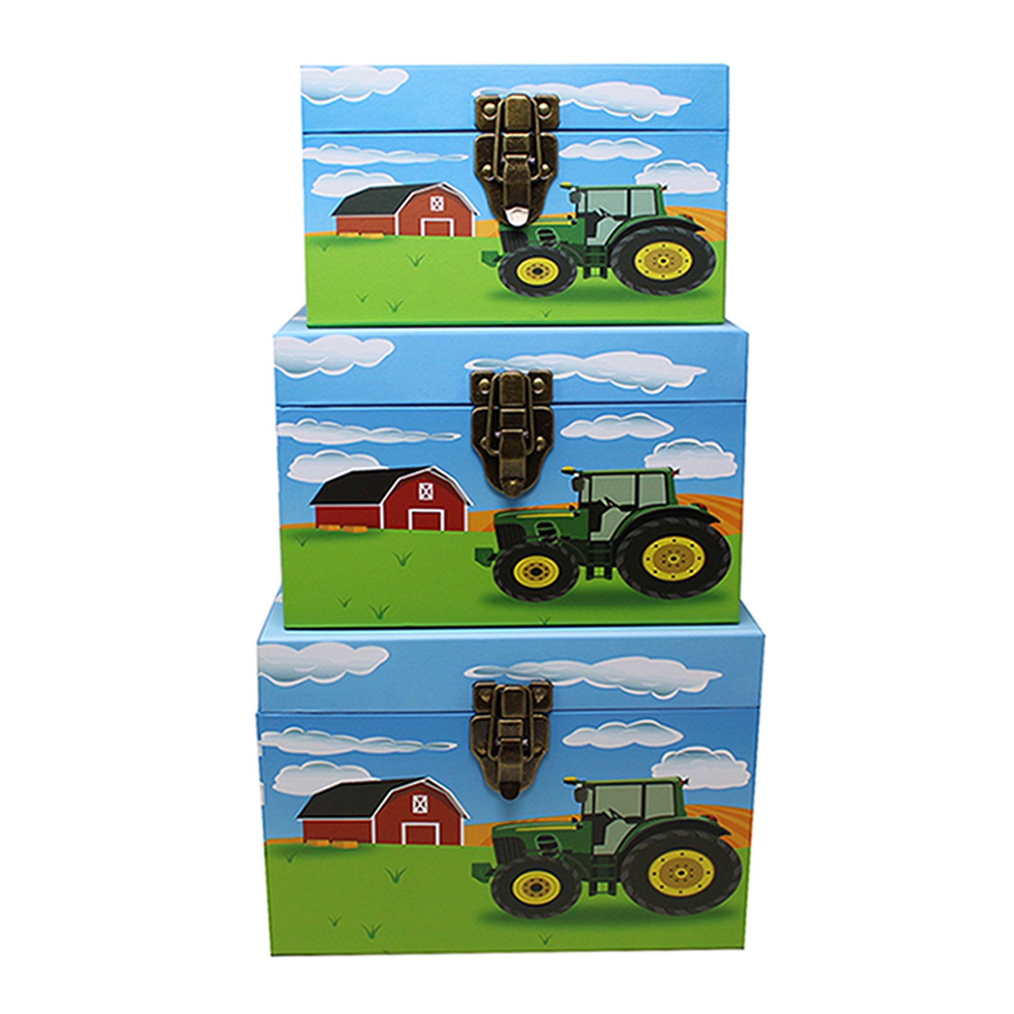 Tractor Chest Paperboard Boxes (Set of 3), Tractor Party Gifts, Tractor ...