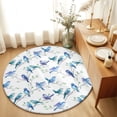 Blue Birds 5' Round Rug for Dining Table for 4 People Under Table ...