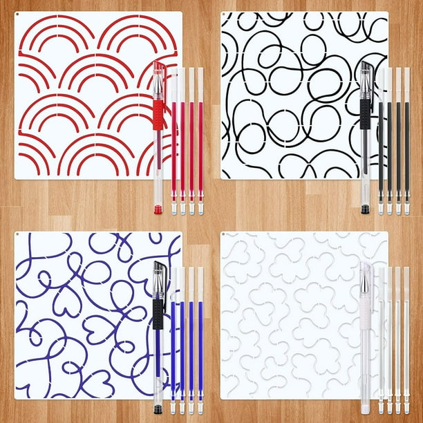 4 Pieces Line Quilting Stencil Kit Sewing Stencils Heart Reusable Mylar ...