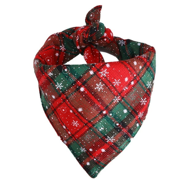 TheFound Adjustable Pet Triangular Scarf Plaid Snowflake Print Dogs ...