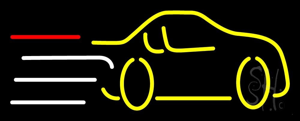 Yellow Car Logo LED Neon Sign 10 x 24 - inches, Clear Edge Cut Acrylic ...