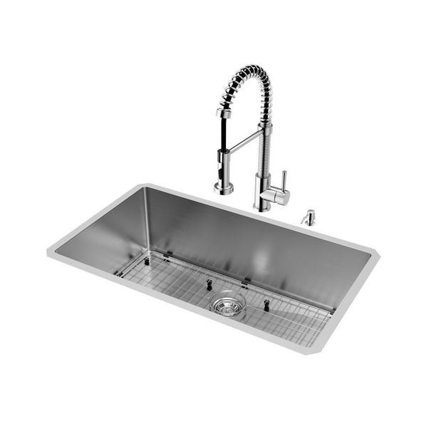VIGO All-In-One 32? Mercer Stainless Steel Undermount Kitchen Sink Set ...