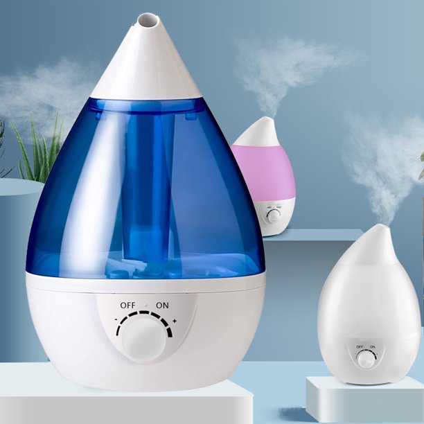 Water Drop Shape Humidifier 3L Large Capacity with Colorful LED Night ...