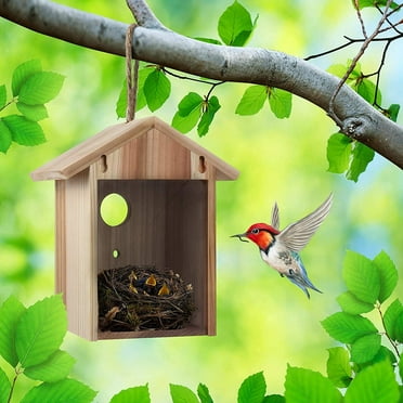 2 Way Mirrored Wooden Bird House, See Through, Suction Cup Window ...