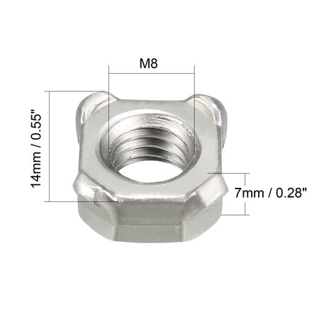 M8 Square Nuts Carbon Steel Machine Screw Weld Nut 10 Pcs | Walmart Canada