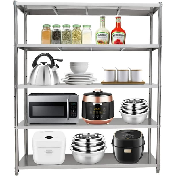 MONIPA Heavy Duty 5 Tiers Stainless Steel Shelving Rack Large Storage ...