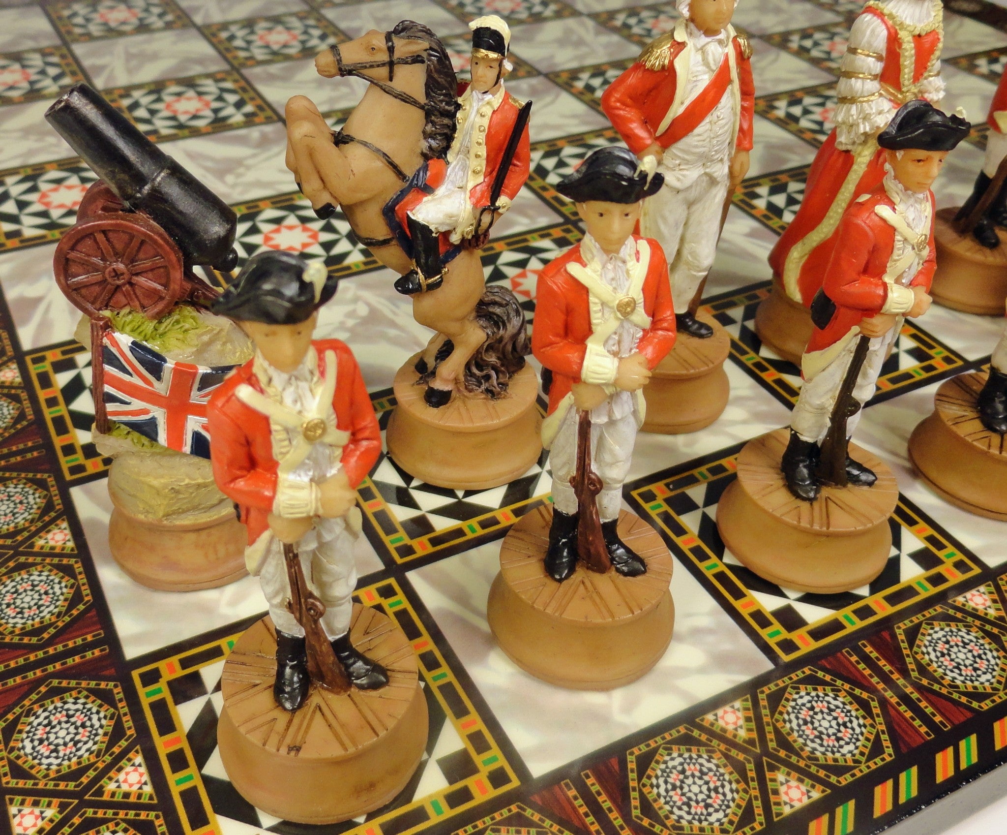 American Revolutionary War Chess Set W/ Mosaic DESIGN Board 14 ...
