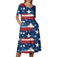 Boho Dresses for Women Round Neck Short Sleeve Vintage Star Print Midi ...
