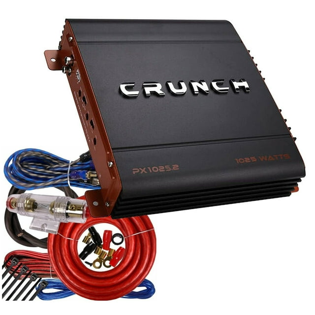 Crunch PX-1025.2 1000W 2 CH Car Amplifier + Complete 4 Gauge Amplifier Kit Bundle - Walmart.com