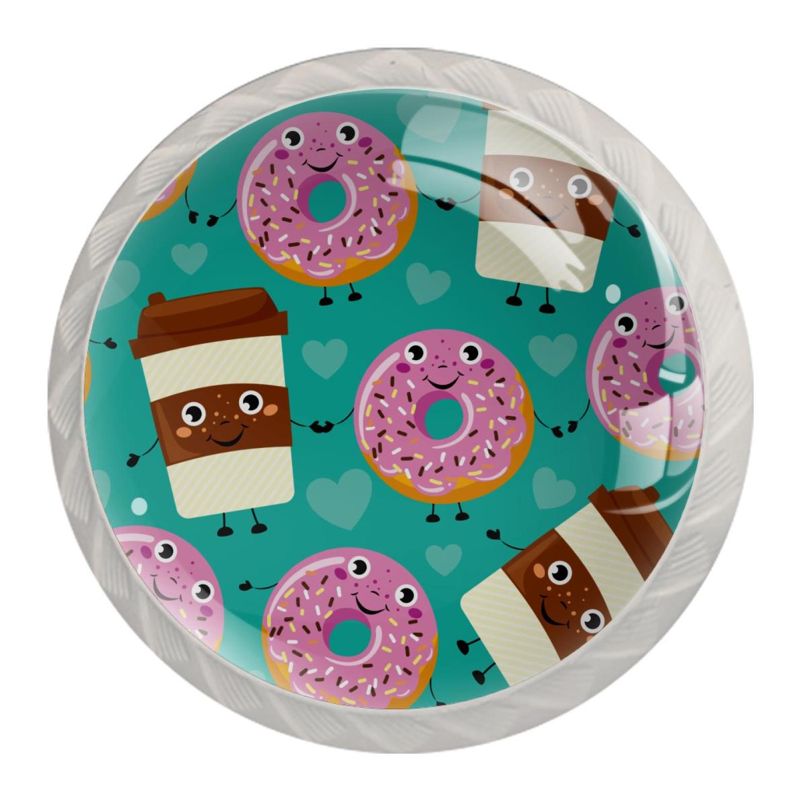 4 Pcs Donuts Coffee Knobs for Kitchen Cabinet Cupboard Dresser Bookcase ...