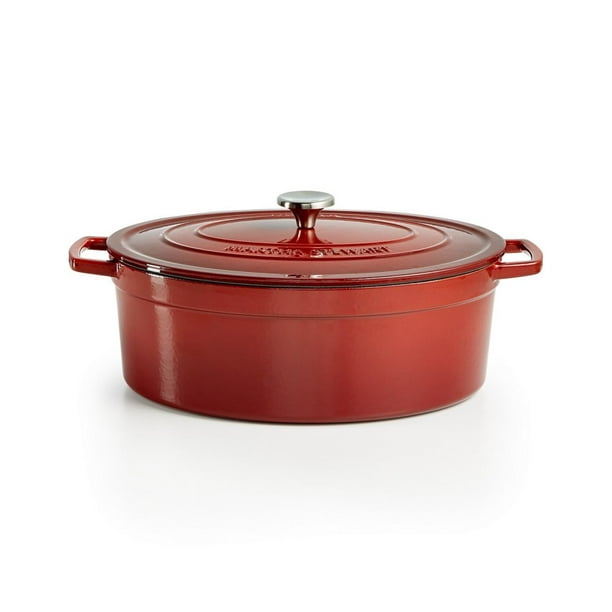 Martha Stewart Collection Enameled Cast Iron Oval 8 Quart Dutch Oven Cherry Red New Open Box