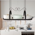 33” Pot Rack Hanging, Heavy Duty Metal Ceiling Pot Rack with 15 Hooks ...
