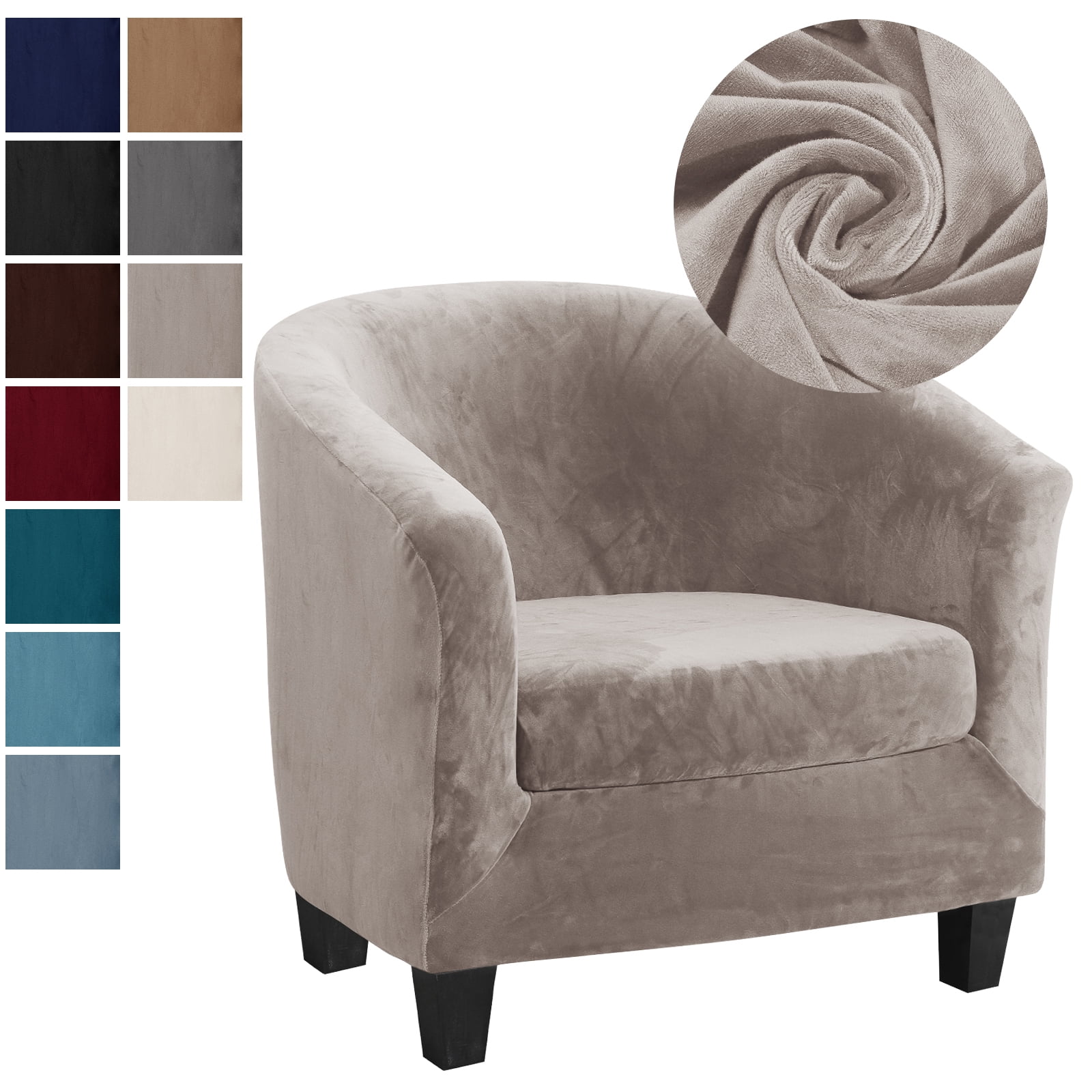 CJC Velvet Tub Chair Covers 2-Piece with Cushion Slipcover, for ...