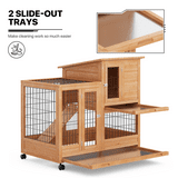 MoNiBloom 36" Wooden Rabbit Hutch w/2 Slide-Out Trays, Anti-Slip Ramp ...