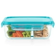 Pyrex MealBox 4-cup Divided Glass Food Storage Container with Turquoise ...