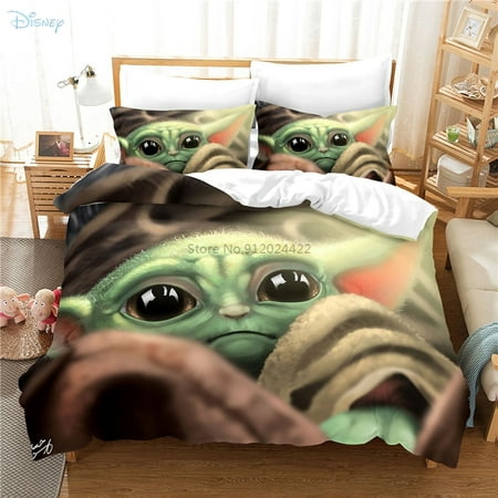 New Cartoon Star Wars Baby Yoda Pattern Bedding Set Printed Duvet Cover ...