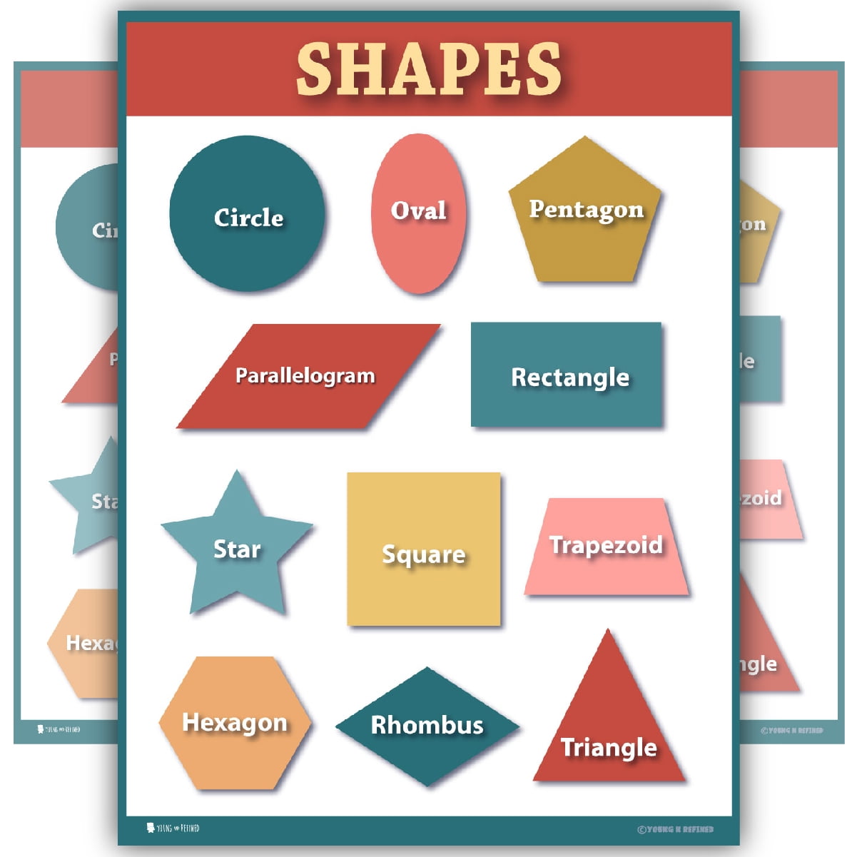 Shapes Colored Nursery Kids Poster Laminated Small – Young N Refined ...