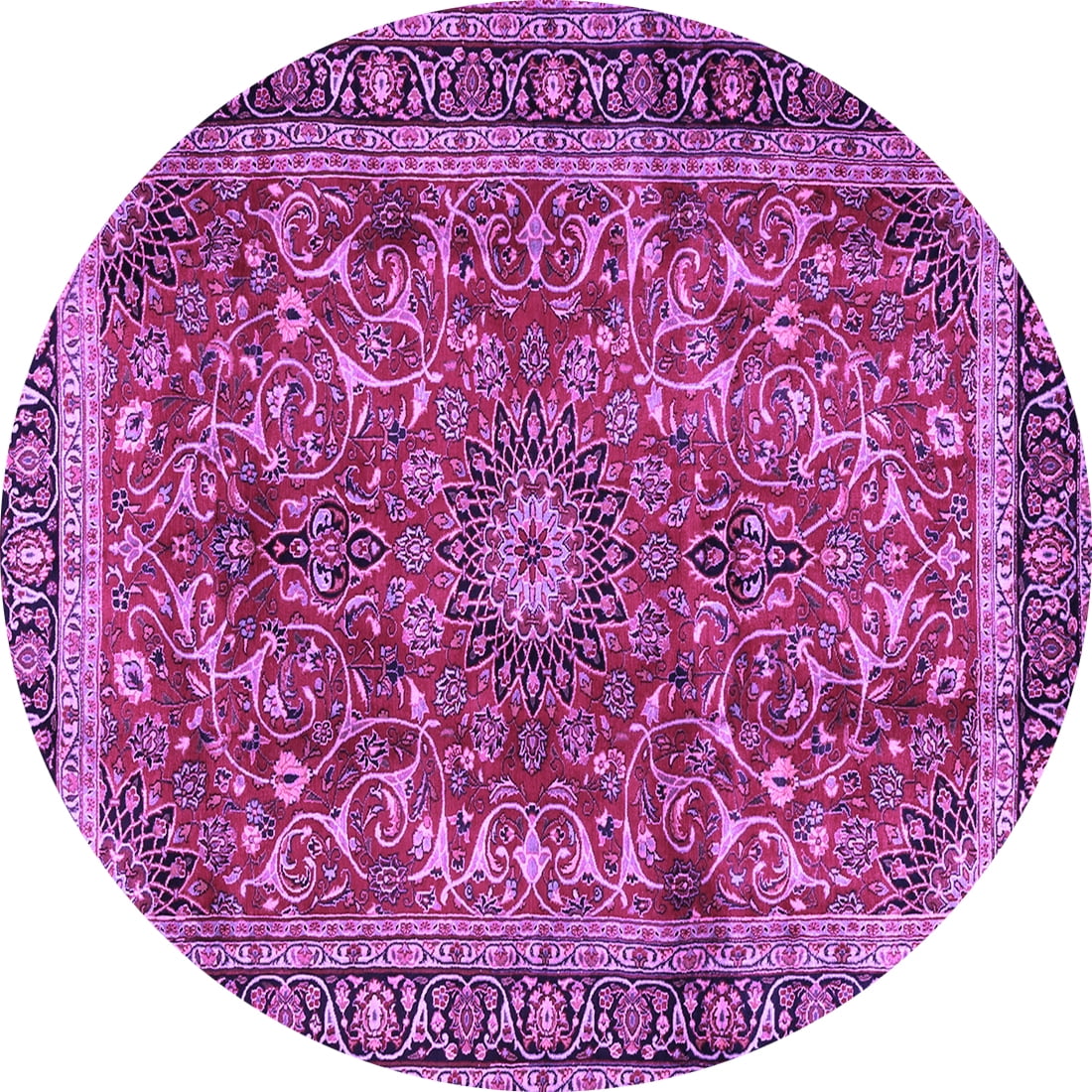 Ahgly Company Indoor Round Persian Purple Traditional Area Rugs, 3 ...