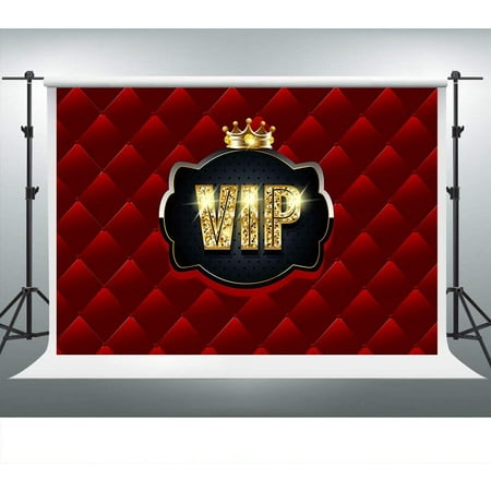 Gold Glitter VIP Birthday Backdrop Crown Red Tufted Background for Baby ...