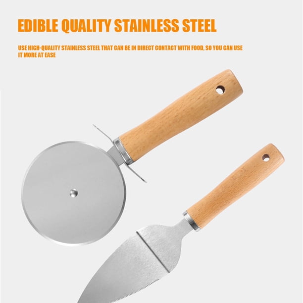 Pack of 2 Stainless Steel Pizza Wheel Food Divider Server Handheld ...