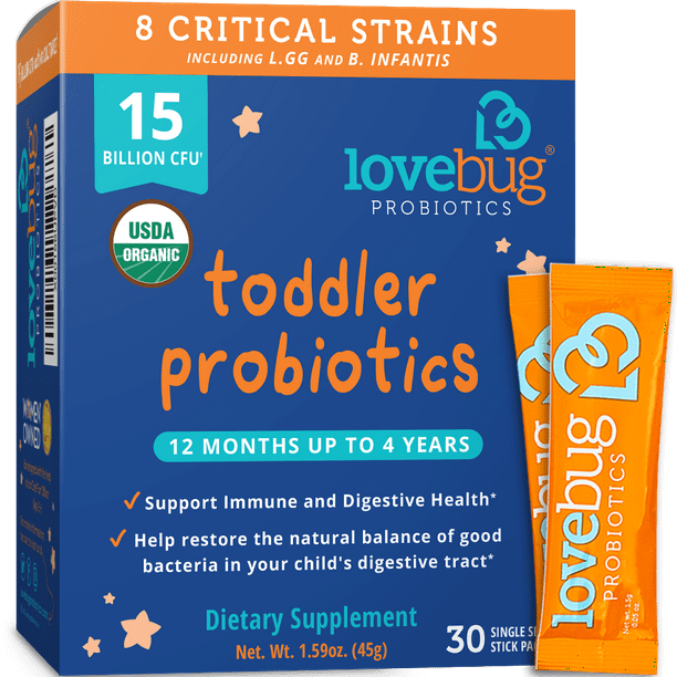 LoveBug Probiotics USDA Organic Toddler and Kids Probiotics (12 mo-4 ...