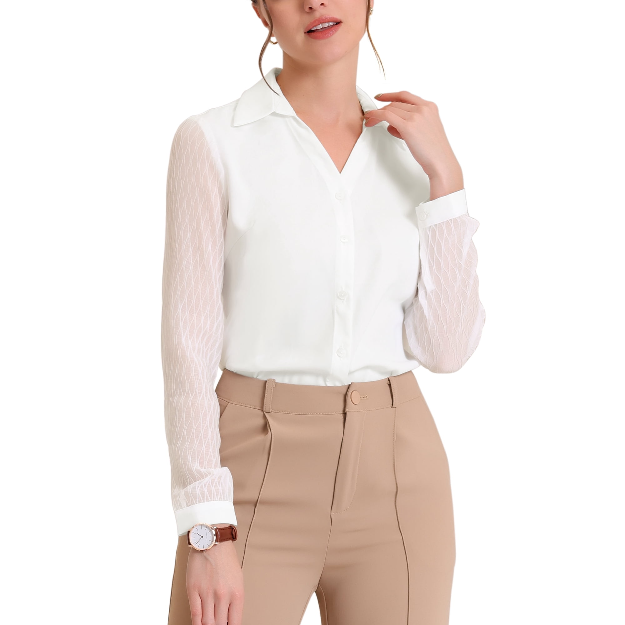 Click here for Inspire Chic V Neck Blouse For Womens Lapel Collar... prices