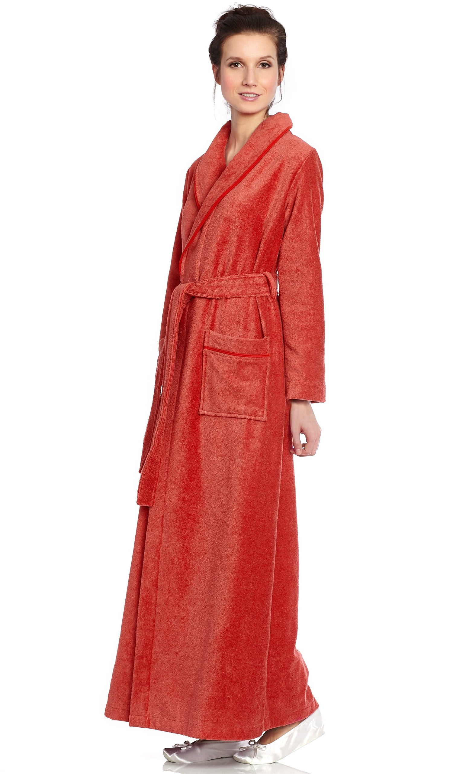 Be Relax Long Women's Long Terry Robe- Raspberry - Extra Large ...