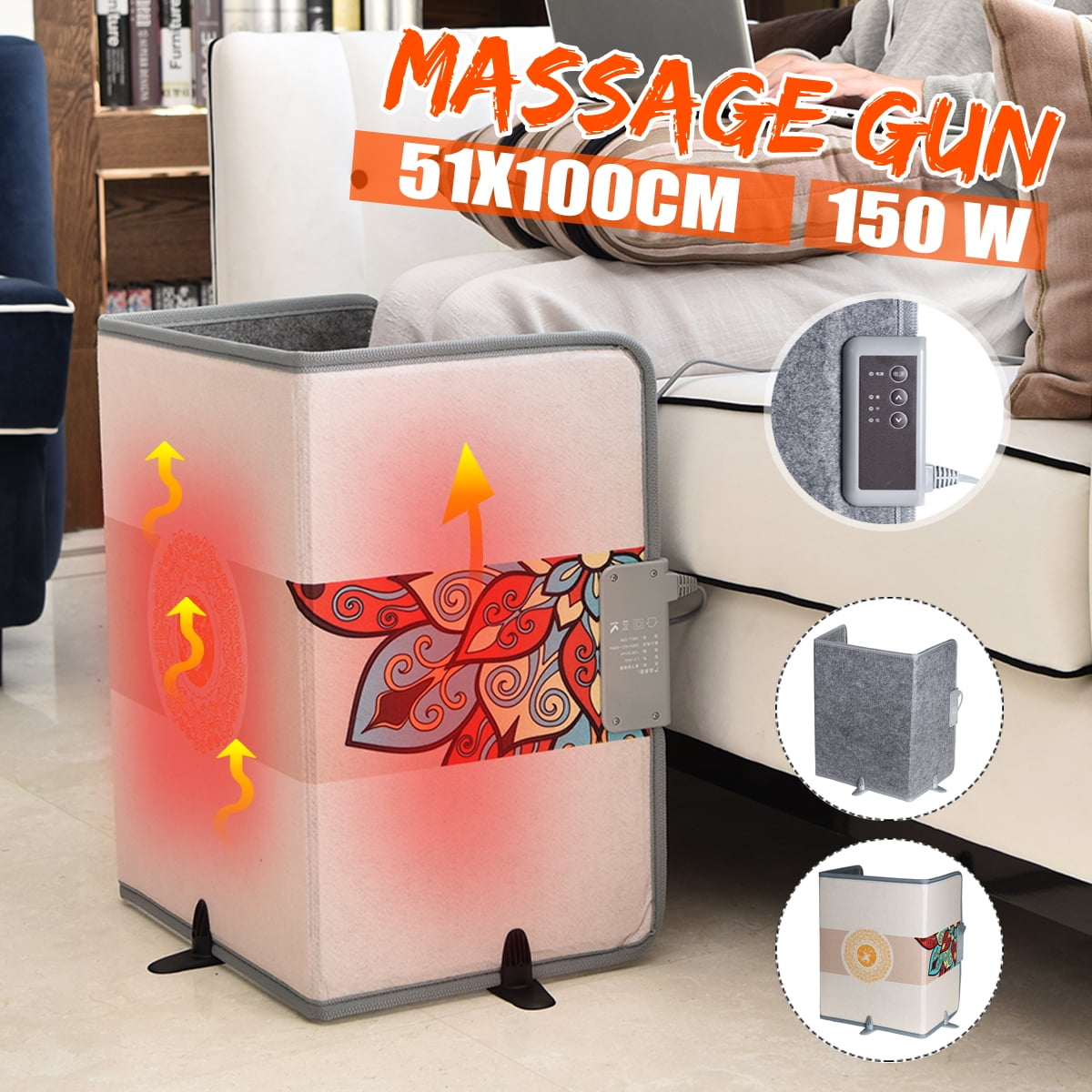 150W Portable Electric Heater Mini Leg Warmer 3 Folding Desk Home ...