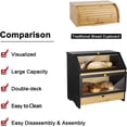 HOMEKOKO Large Two-layer Bamboo Bread Box with Drawer, Black Double ...